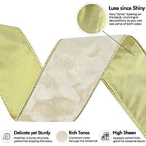 MEEDEE Ivory Velvet Ribbon with Gold Back Double Sided Christmas Wired Ribbon Cream Velvet Ribbon 2.5 Inch with 10 Yards Christmas Velvet Ribbon for Christmas Tree, Wreath Supplies, Crafts Bow