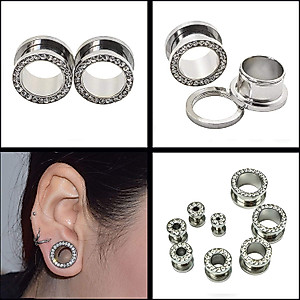 Crystal Ear Tunnels (7/8"(22mm))