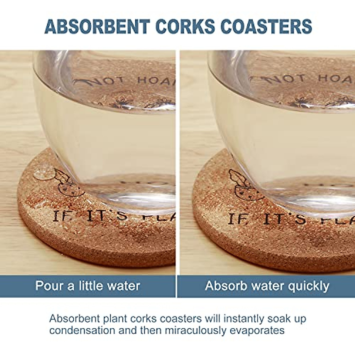 Homento Funny Plant Coasters for Drinks Absorbent with Holder-Plant Gifts for Plant Lovers Women,Funny Succulent Gifts for Gardeners,Crazy Plant Lady Gift,Plant Cork Coasters with Cork Base,Set of 6