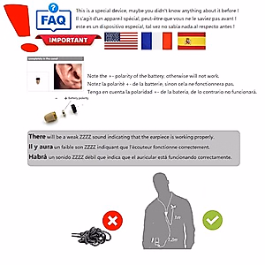 EDIMAEG A780 Spy Earpiece with 35 inch Wire Neckloop No Amplifier Work in Quiet Place