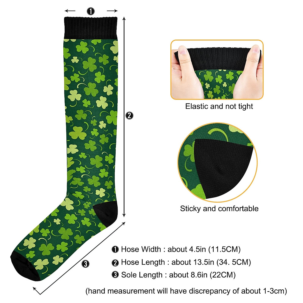 xigua St. Patrick's Day Compression Socks 20-30mmHg Knee High Stockings for Sport Nursing - 1 Pair