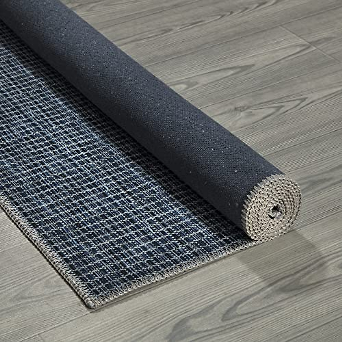 Ottomanson Machine Washable Wrinkle Free Solid Design Cotton 3x6 Traditional Flatweave Area Rug for Dining Room, Living Room, Bedroom, 2'7'' x 6', Navy