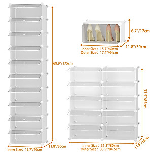 HOMIDEC Shoe Storage, 10-Tier Shoe Rack Organizer for Closet 20 Pair Narrow Shoes Shelf Cabinet for Entryway, Bedroom and Hallway
