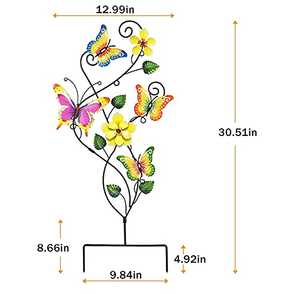 BAYN 30 Inch Butterfly Garden Stake Decor Art Butterfly Metal Wall Decor Trellis for Climbing Plants Outdoor Spring Decor Art Housewarming Gift