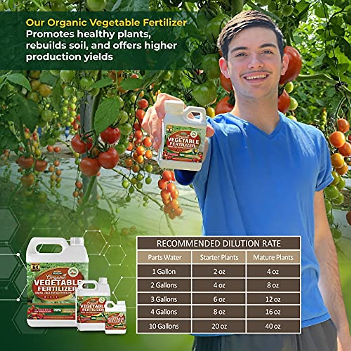 PetraTools Organic Liquid Vegetable Fertilizer, Organic Liquid Fertilizer for Vegetables, Liquid Seaweed Plant Food for Vegetables, 3-3-2 NPK All Purpose Organic Fertilizer Made in The USA (8 oz)