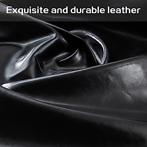 WILLOVE 79'' Faux Leather Sofa, Classic 3 Seater Leather Couch with Rolled Arm and Nailhead Trim, Mid-Century Modern Couch for Living Room, Apartment, Easy to Install, Black