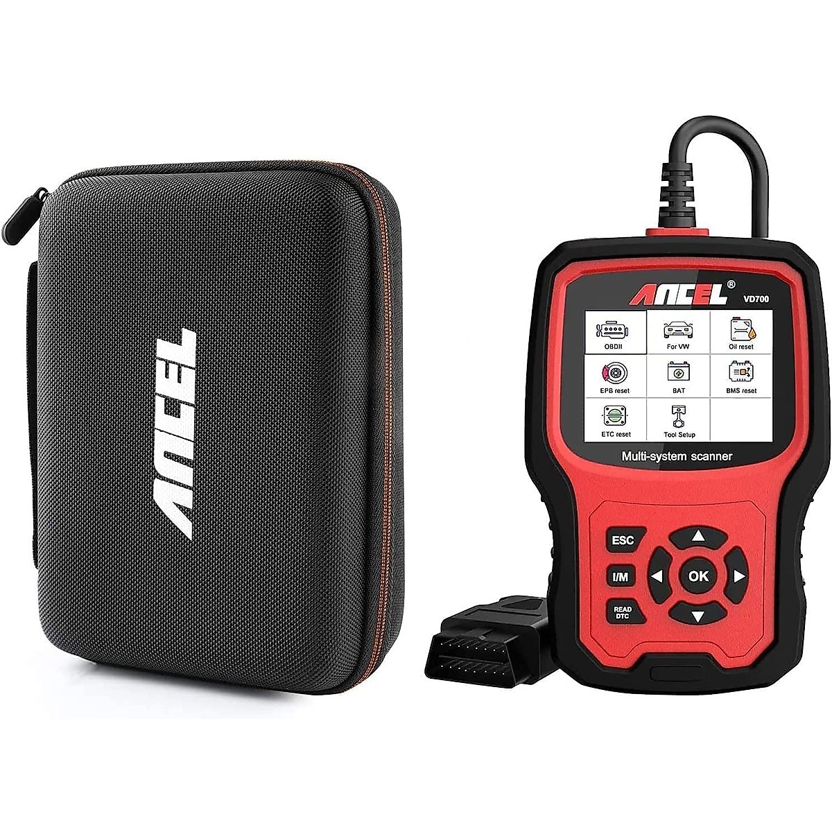 ANCEL VD700 with ANCEL Protective Case Storage Bag All System OBD2 Scanner with 8 Special Functions Fit for VAG Vehicles Diagnosis Code Reader