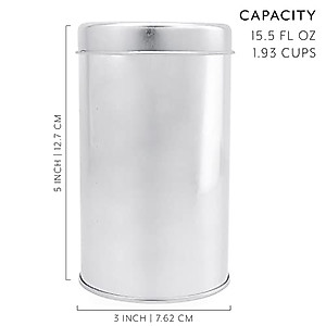 Solstice Double Seal Tea Canisters (4-Pack, Small); Round Metal Containers with Interior Seal Lid
