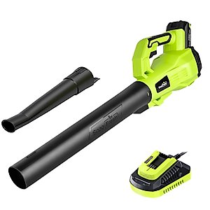 SnapFresh Cordless Leaf Blower - 180 CFM Leaf Blower with Battery & Charger, 2 Section Tubes, Free Control Speed,Lightweight, Electric Leaf Blower for Blowing Leaves, Lawn Care, Dust & Other Debris