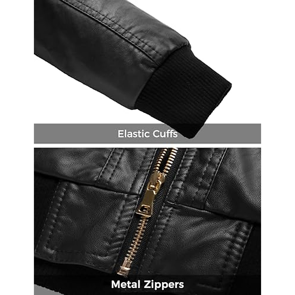 wantdo Women's Faux Leather Motorcycle Jacket with Hoodie Windbreaker Black XL