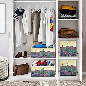 Kigai Cartoon Cactus Cube Storage Bins - 11x11x11 in Large Foldable Cubes Organizer Storage Basket for Home Office, Nursery, Shelf, Closet