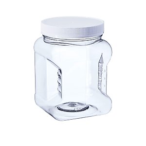 Consolidated Plastics 41657 Wide-Mouth PET Grip Jar with Lid, 32 oz, Clear, 12 Piece