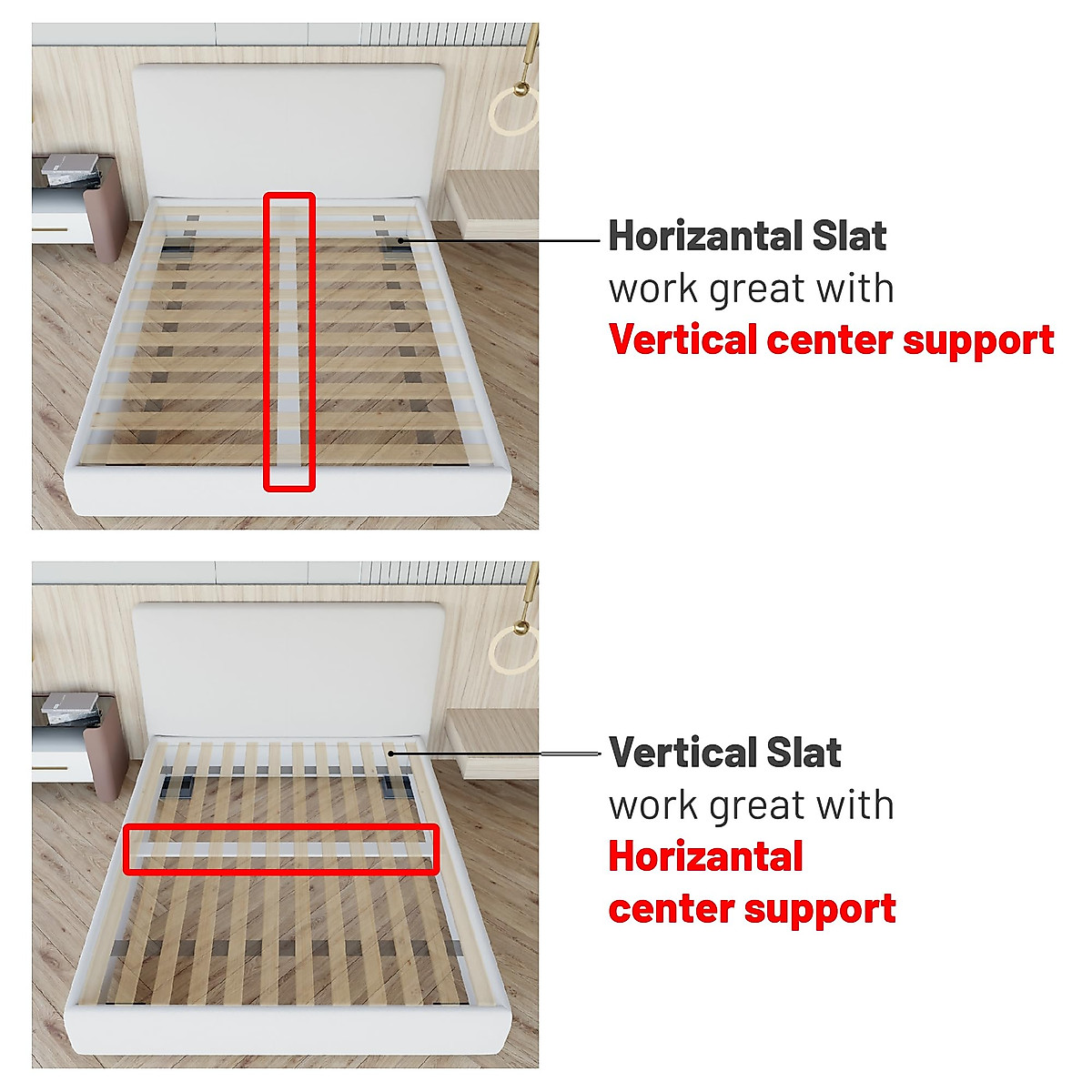 Mayton, 0.68-Inch Horizontal Mattress Support Wooden Bunkie Board/Bed Slats, Full, Beige