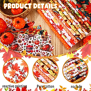 Tudomro 70 Pcs 10 x 10 Inch Fall Fabric Square Thanksgiving Autumn Patchwork Fabrics Maple Leaf Turkey Square Patchwork Fabric Pumpkin Quilting Fabric for Fall DIY Crafts