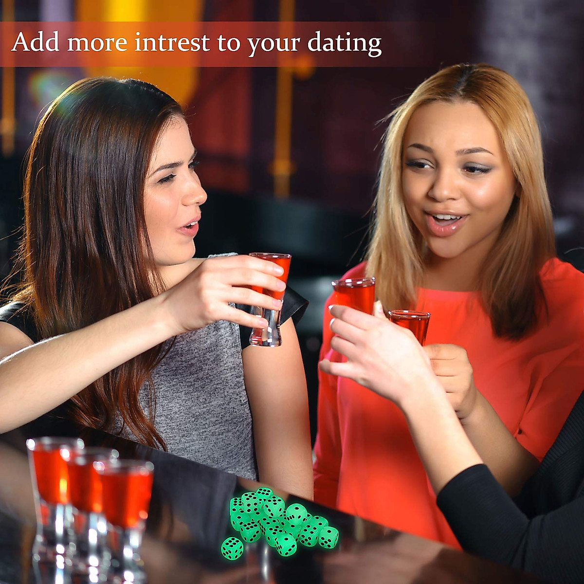 Sumind Glow in The Dark Dice 6 Sided Dice with Black Velvet Pouches for Table Board Games, Party Favors, Toy Gifts(54 Pieces)