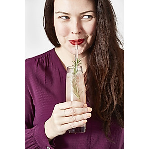 HALM Glass Straws - Birthday Party Edition - 6 Reusable Drinking Straws With Engraved Icons 20cm (8 in) - Birthday Present, Gift - Made in Germany - Dishwasher Safe - Eco-Friendly