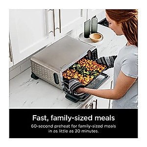 Ninja SP251Q Digital Air Fry Pro Countertop 10-in-1 Smart Oven w/Temperature Probe, Extended Height, XL Capacity, Flip Up Storage, w/Air Fry Basket, Wire Rack & Crumb Tray (Renewed) (Navy)