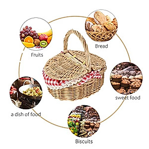 BESPORTBLE Bread Storage Basket Handheld Basket Outdoor Picnic Basket with Double Lids