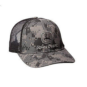 John Deere Men's Standard Digital Camo and Mesh Cap Embroidered, Black, One Size