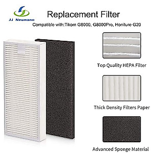 JJ Neumann Replacement Parts Compatible with Tikom G8000, G8000 Pro, Compatible with Honiture G20 Robot Vacuum Cleaner Accessories Brushes, Filters, Roller Brush (17 Packs)