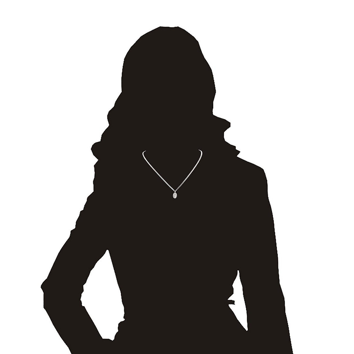 Heartland Store Women's Sterling Silver Small Oval Miraculous Pendant Oval Matte Finish + 18 Inch Rhodium Plated Chain