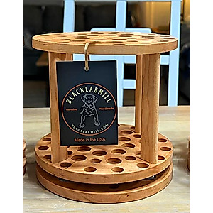 BlackLabMill Rotating Paint Brush Holder - Handmade Paint Brush Holder Rotating Art Supply Organizer – Large Capacity Cherry Hardwood Brush Organizer for Desk, Arts and Crafts