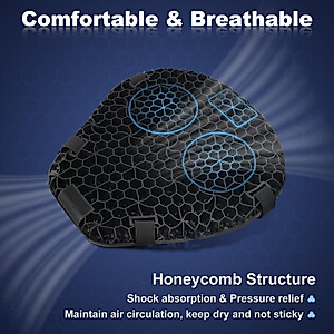 SKYJDM Detachable Motorcycle Gel Seat Cushion with Seat Cover, Large 3D Honeycomb Structure Shock Absorption & Breathable Motorcycle Gel Seat Pad for Long Rides