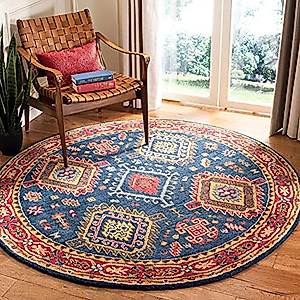 SAFAVIEH Heritage Collection 3' x 5' Navy / Red HG426N Handmade Traditional Oriental Premium Wool Area Rug