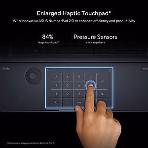ASUS Zenbook Pro 16X OLED 16" 4K OLED 16:10 Touch Display, Dial, Intel i7-12700H CPU, GeForce RTX 3060 Graphics, 16GB RAM, 1TB SSD, Windows 11 Home, Tech Black, UX7602ZM-DB74T