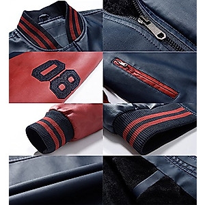 Lavnis Men's Faux Leather Jacket Casual Baseball Stand Collar Slim Fit Coat White 2XL