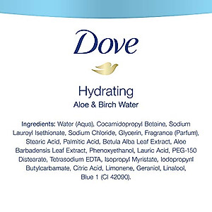 Dove Body Wash 100% Gentle Cleansers, Sulfate Free Hydrating Aloe and Birch Bodywash Gives You Softer, Smoother Skin After Just One Shower, 22 Fl Oz (Pack of 4)