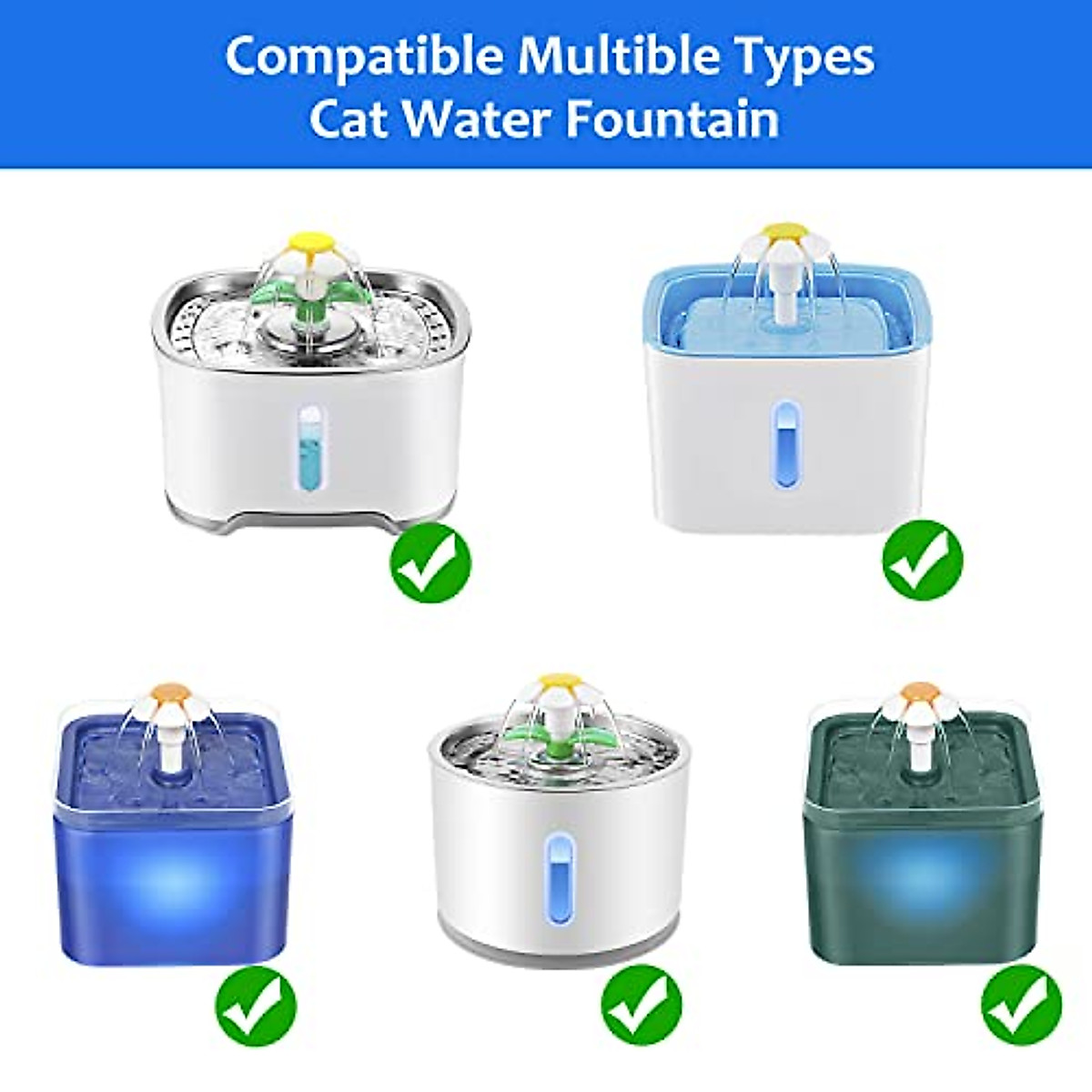 NautyPaws Cat Water Fountain Pump, Extreme Silent Pet Fountain Replacement Pump with 6 ft USB Cable Cord and Cleaning Brush, for 84 oz Automatic Cat Water Fountain, Dog Water Dispenser