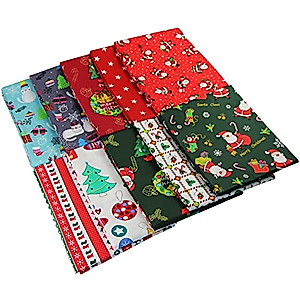 aufodara 10pcs Cotton Craft Fabric Bundles Christmas Patterns Fat Squares Textile Patchwork for Home DIY Decoration Crafts Sewing Quilting Pillows Bags Pennant Handwork (50 x 40 cm, U-01)