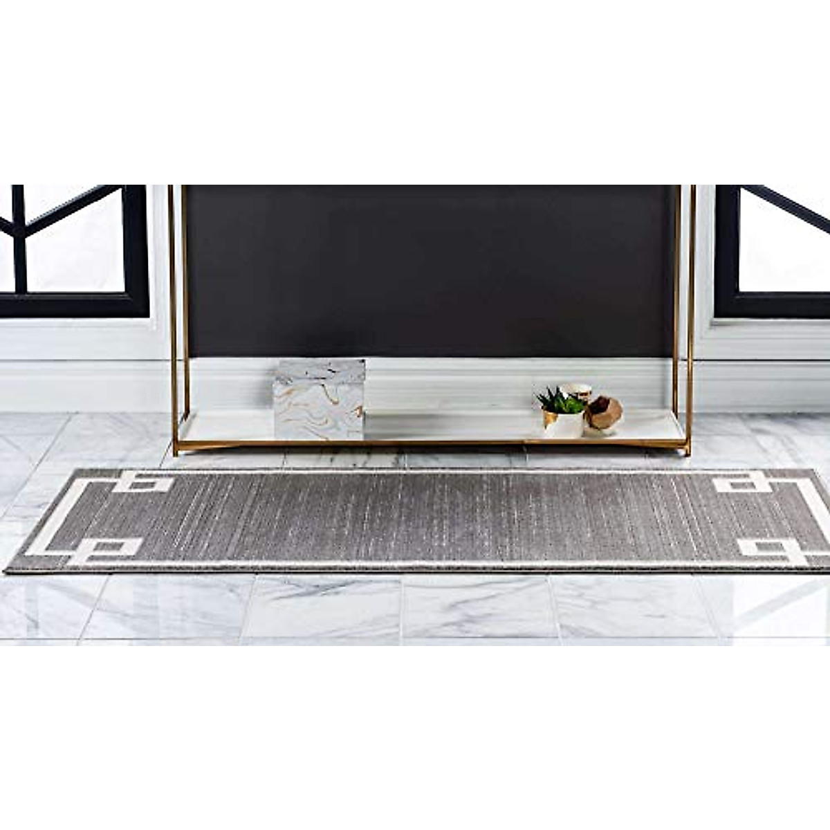Unique Loom Uptown Collection by Jill Zarin Collection Greek Key Textured Modern Gray Runner Rug (2' 2 x 6' 0)