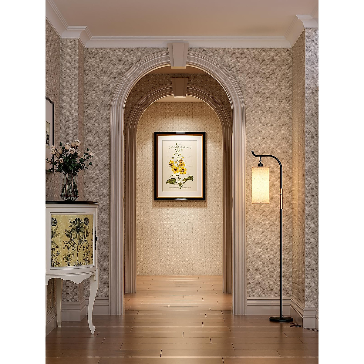 addlon Floor Lamps for Living Room, dimmable Floor lamp with Linen lampshade, arc Floor lamp Modern Standing Lamps, Bright Floor lamp for Bedroom and Office - Black