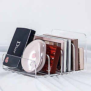 Clear Acrylic File Sorter, Desk File Folder Holder,File Folder Rack for Document Paper Letter Book Envelope Laptop Organizer, Clear Acrylic Office File Organizer on Office Desktop