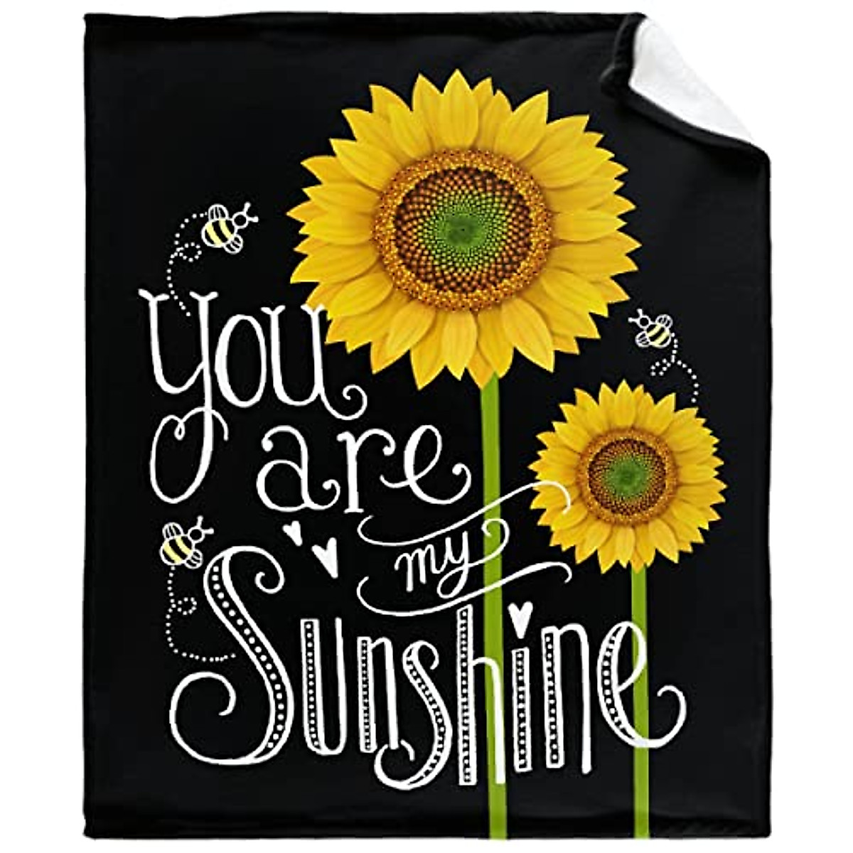 Sunflower You Are My Sunshine Blanket Lightweight Flannel Fleece Healing Inspirational Message Throw Blankets Cozy Plush Microfiber All-Season Blanket for Bed/Couch/Sofa -Twin 80x60 Inch L