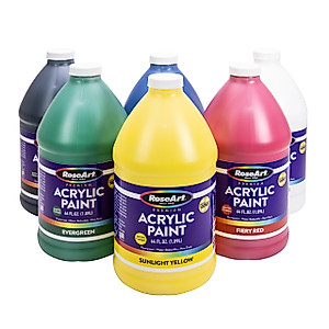 RoseArt Acrylic Paint 6 Color Set 64 oz. - Bulk Pack for School Supply Rooms and In Class For Teachers
