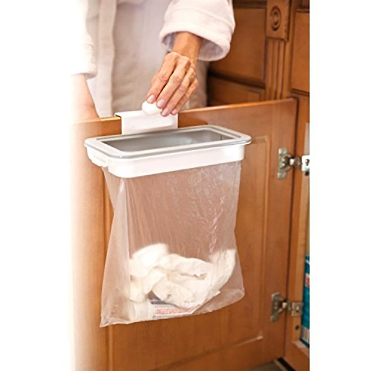 Acamifashion Kitchen Cabinet Door Basket Hanging Trash Can Waste Bin Garbage Rack Tool