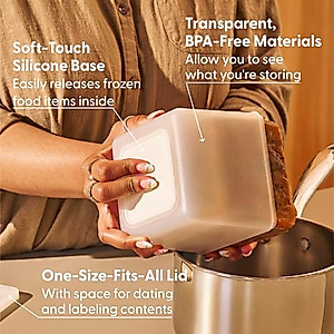 W&P Freezer Cubes | Reclaim Your Freezer With Tidy Stackable Frozen Food Containers | 64 oz | Freezer safe, BPA Free, Dishwasher Safe, Microwave Safe