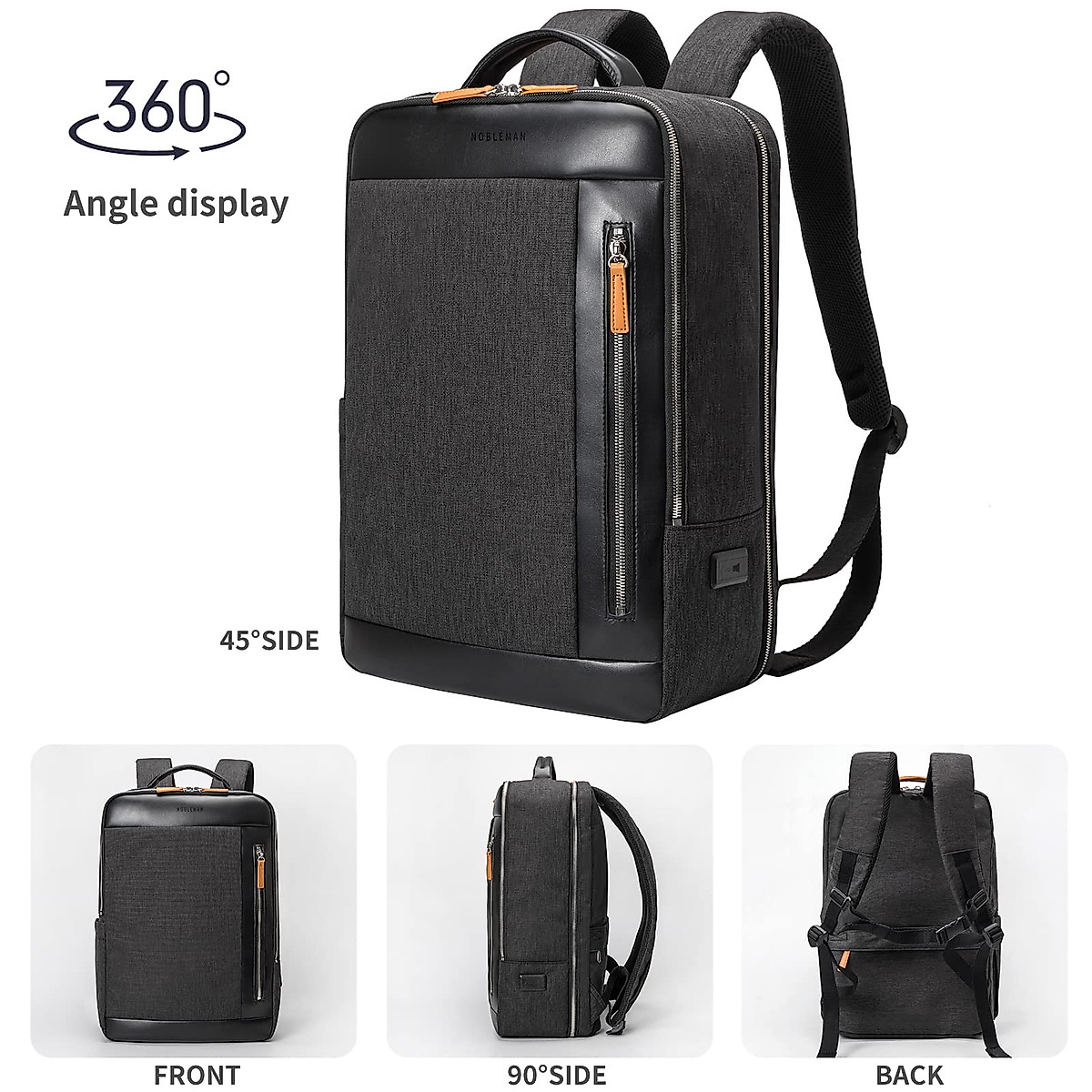 NOBLEMAN Business Smart Backpack Waterproof Laptop Backpack Travel Durable Daypack (black)