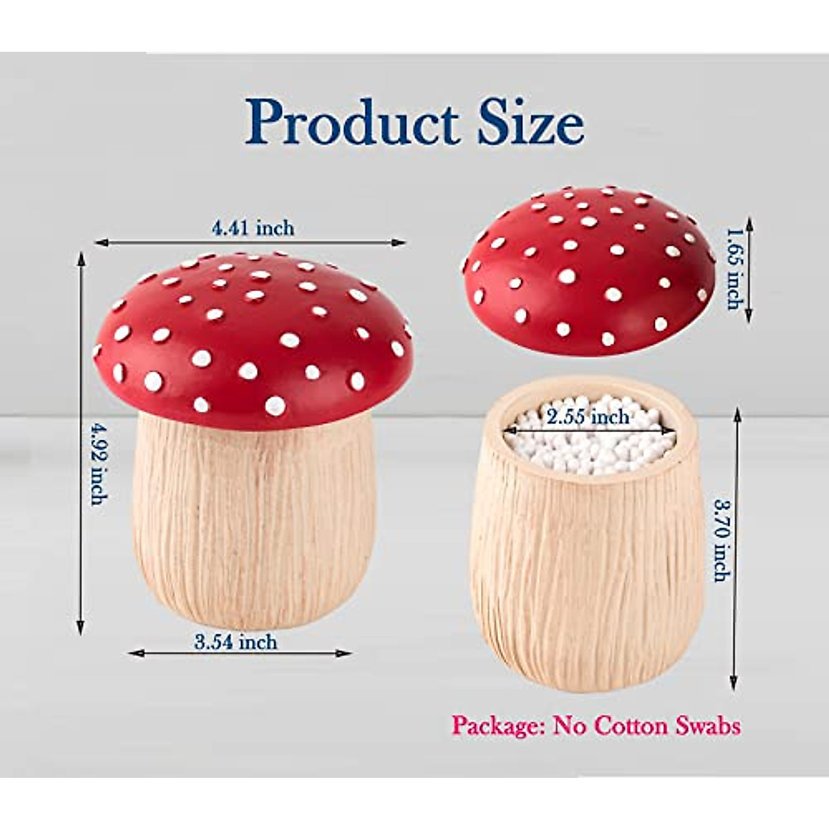 dgudgu 2 Pack Qtip Holder Mushroom Cotton Ball Holder Cotton Swab Holder Qtip Dispenser Bathroom Cotton Ball And Qtip Organizer Cotton Ball Container