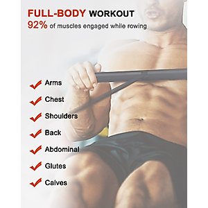 ECHANFIT Magnetic Rowing Machine for Home use，Foldable Rower Whit 350 LB Weight Capacity 16 Levels，Rower Machine Whit Adjustable Resistance LCD Monitor and Tablet Holder