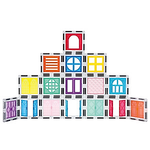 PicassoTiles Magnetic Tile Clip-in Window and Door Expansion Set, Magnetic Block Add-ons, Magnet Building Construction Toys, STEM Education Learning Stacking Block, Toddler Boys & Girls