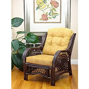 Malibu Lounge Living Accent Armchair Natural Rattan Wicker Handmade Design with Cushion