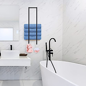 Towel Racks for Bathroom Wall Mounted, Bathroom Towel Storage, Bath Towel Holder for Folded Large Towel Washcloths, Stainless Steel Wall Towel Rack, Black