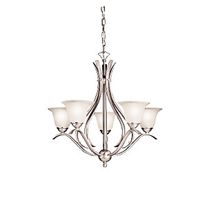 Kichler Dover 23" 5 Light Chandelier with Etched Seeded Glass in Brushed Nickel