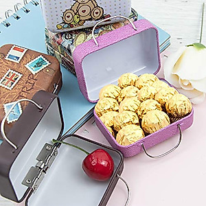 Framendino, 5 Pack Mini Suitcase Boxes Small Cartoon Tin Rectangular Handbag Tin Jewelry Coin Container for Party Wedding Decorations