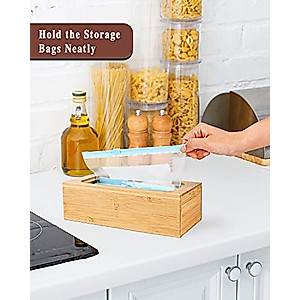 Set of 2 Ziplock Bag Storage Organizer, Bamboo Kitchen Food Bags Holder,Counter Drawer Dispenser for Gallon, Quart, Sandwich & Snack Variety Size Bag