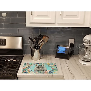 Caroline's Treasures CK3393LCB Maine Coon Spring Flowers Glass Cutting Board Large Decorative Tempered Glass Kitchen Cutting and Serving Board Large Size Chopping Board
